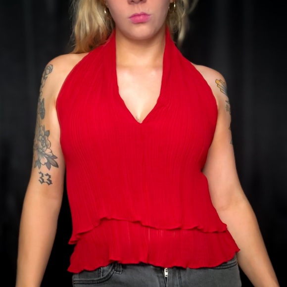Zara | Tops | Zara Red Halter Top With Tie Back | Poshmark